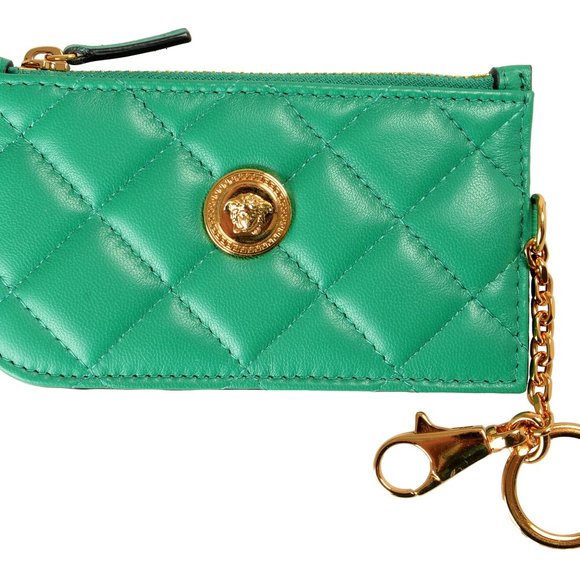 Versace | Accessories | Versace Womens Emerald Green Quilted 0 Leather ...